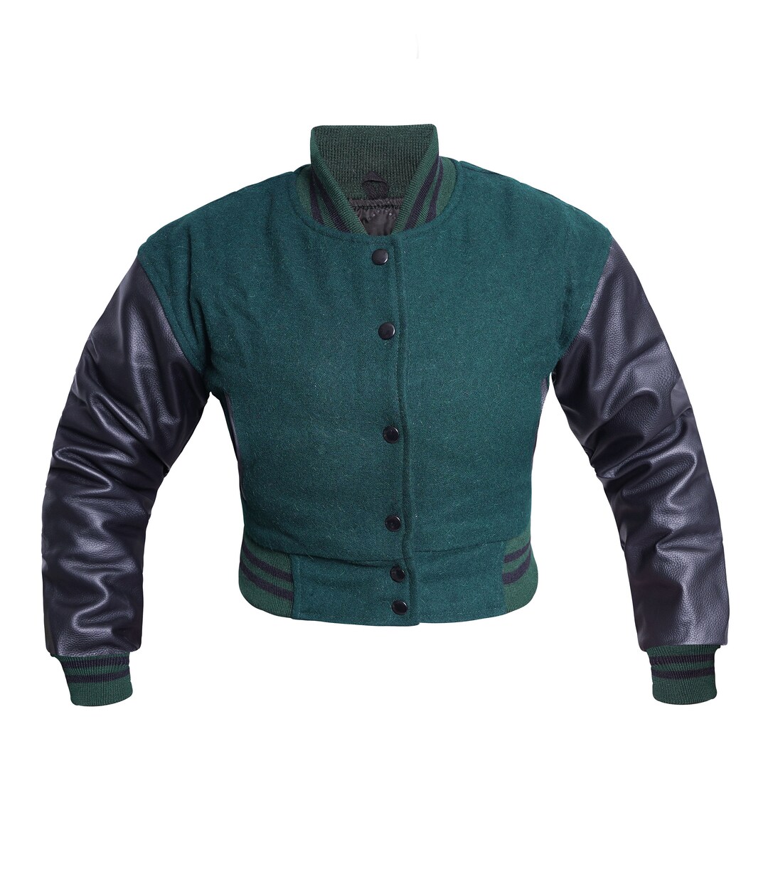 Cropped Varsity Jacket Baseball Letterman Jackets Wool Body Genuine ...