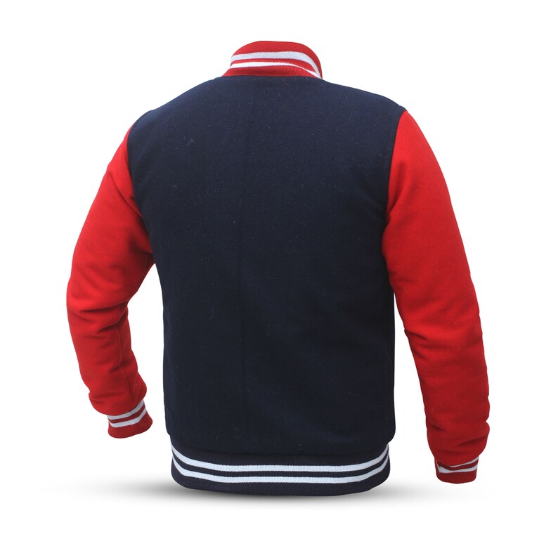 Unisex Varsity Jacket Baseball Letterman Jackets Wool Body Wool Sleeves ...