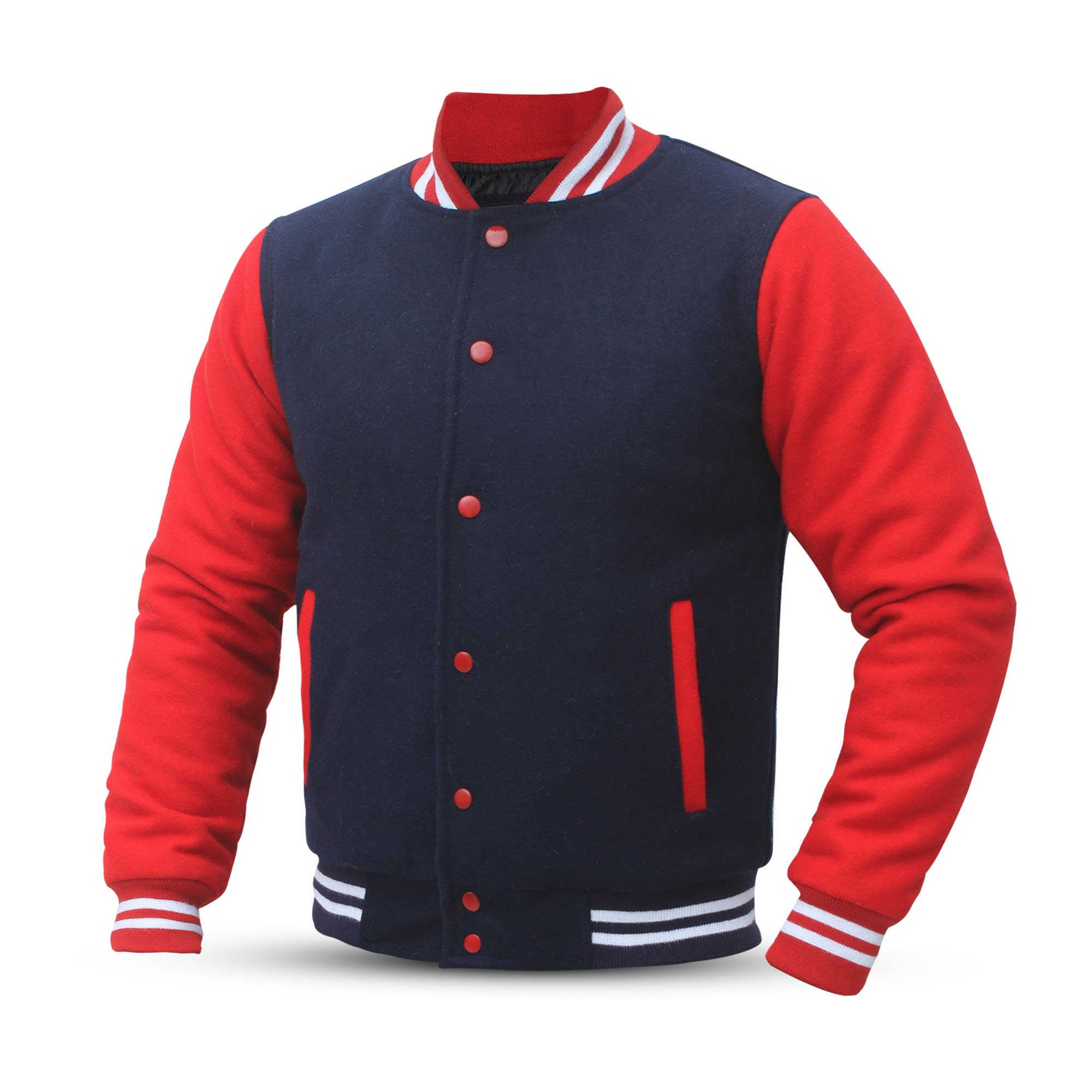 Unisex Varsity Jacket Baseball Letterman Jackets Wool Body Wool Sleeves ...