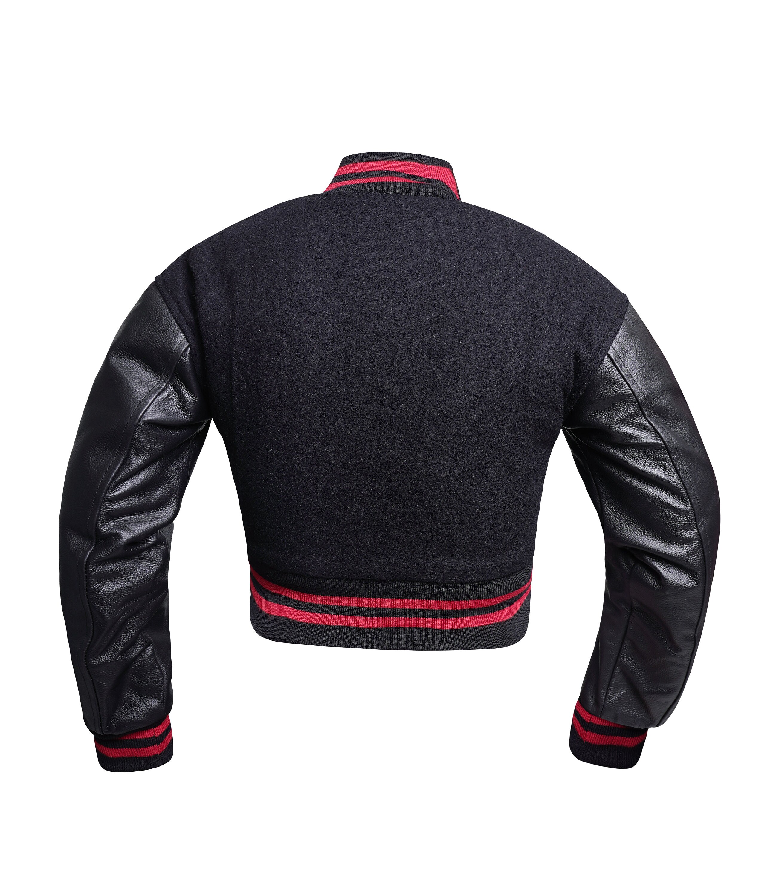 Cropped Varsity Jacket Baseball Letterman Jackets Wool Body Genuine ...
