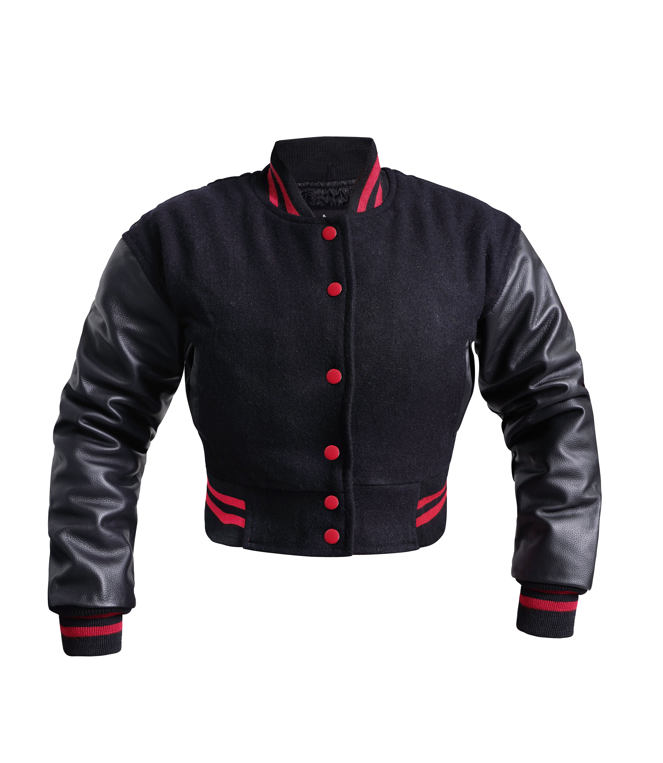 Cropped Varsity Jacket Baseball Letterman Jackets Wool Body Genuine ...