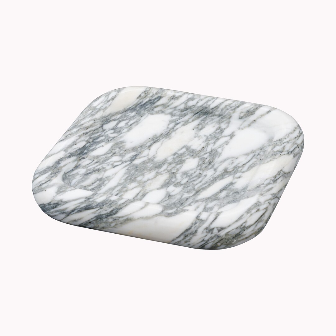Handmade Arabescato Marble Tray: Rounded Square Stone Decor - Etsy