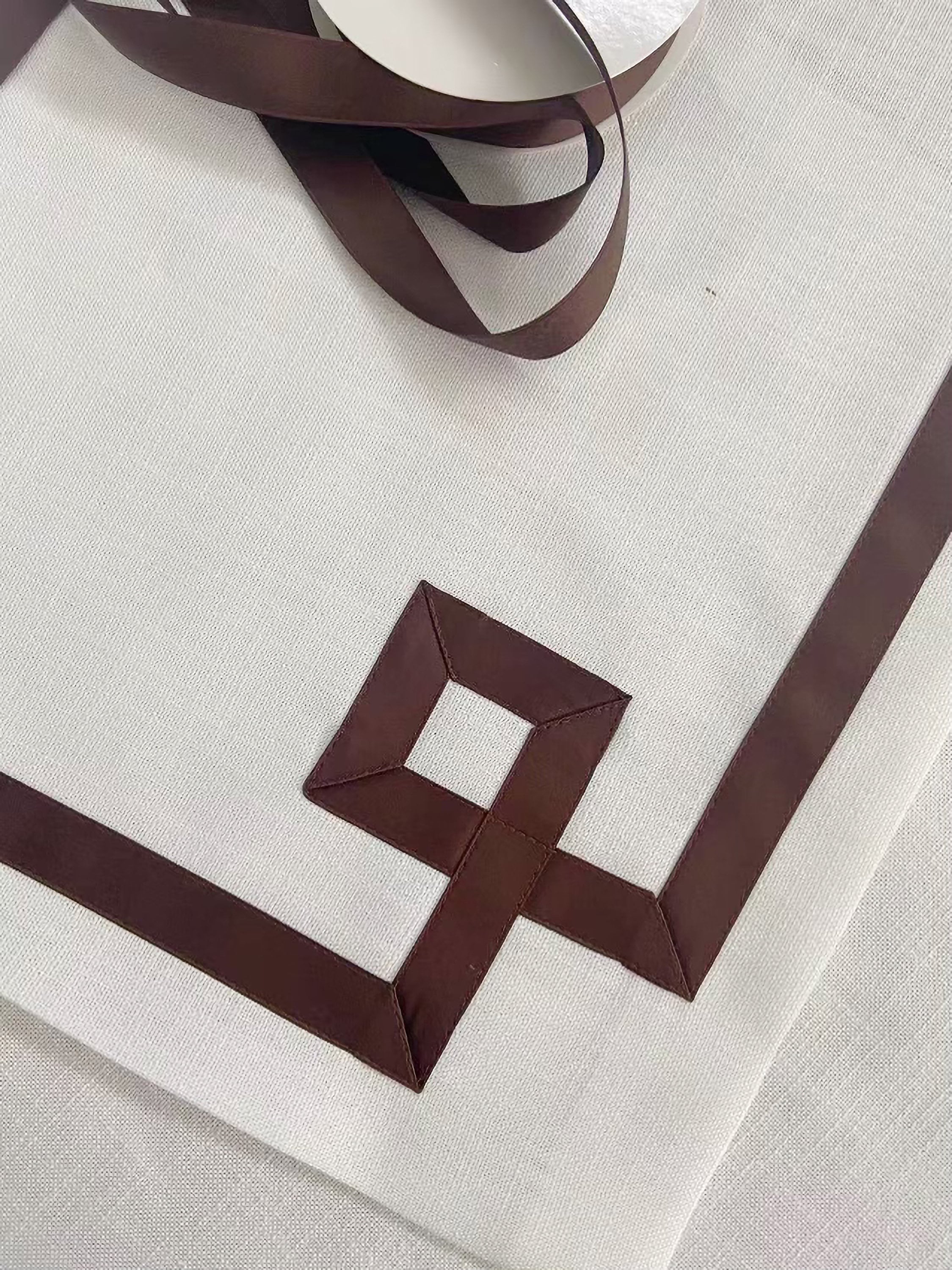 Roman Shades With A Greek Key Valance and Off-edge Colored Border ...