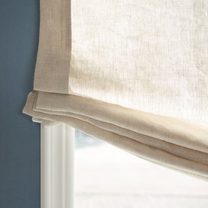 Custom Pure Linen Roman Shade: Relaxed Style Window Covering - Etsy