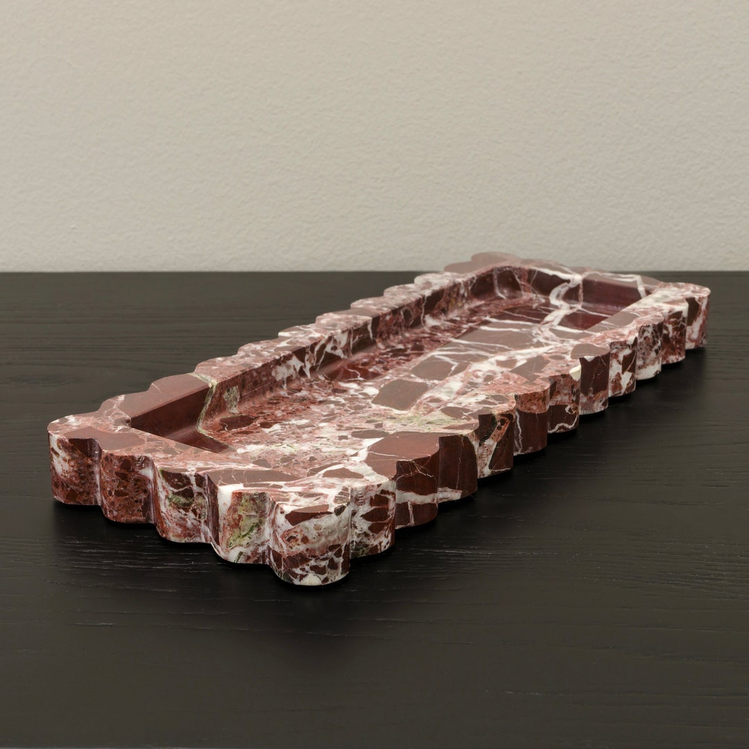 SCALLOPED EDGE Rectangular Tray, Marble Tray, Travertine Tray, Home ...