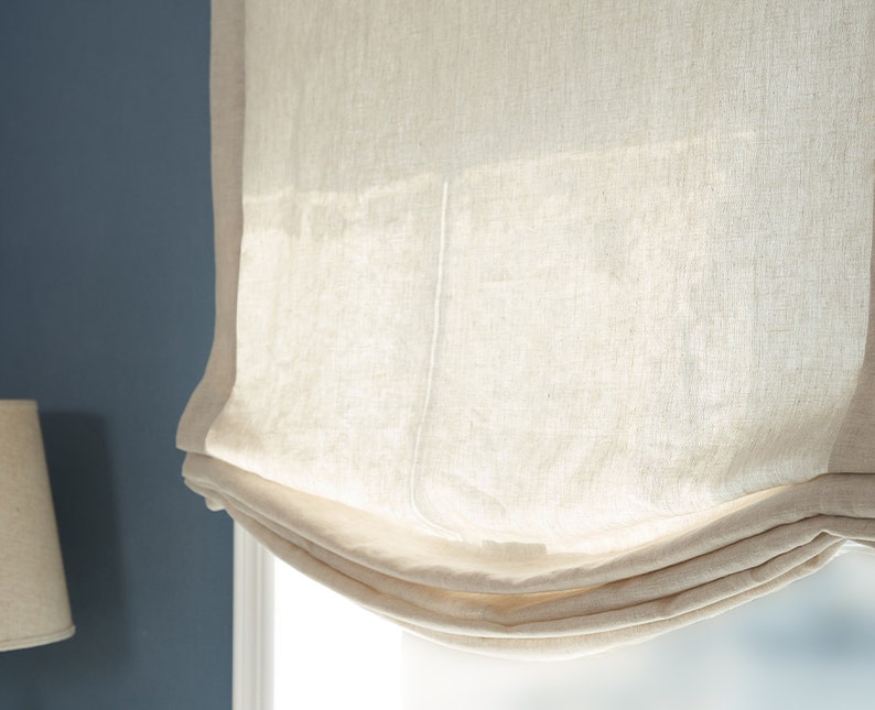 Pure Linen Custom Relaxed Roman Shades, 100% Linen Roman Blinds, Custom ...