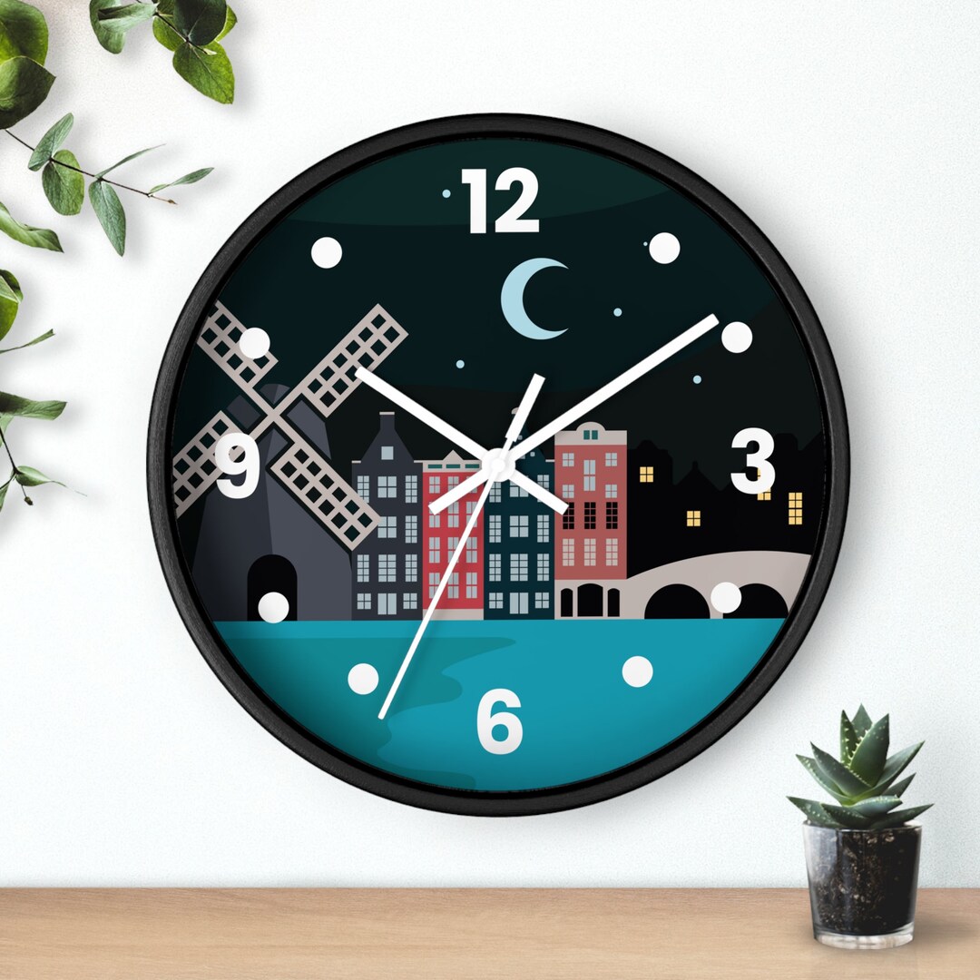 Amsterdam City Wall Clock Round Wall Clock Vector - Etsy