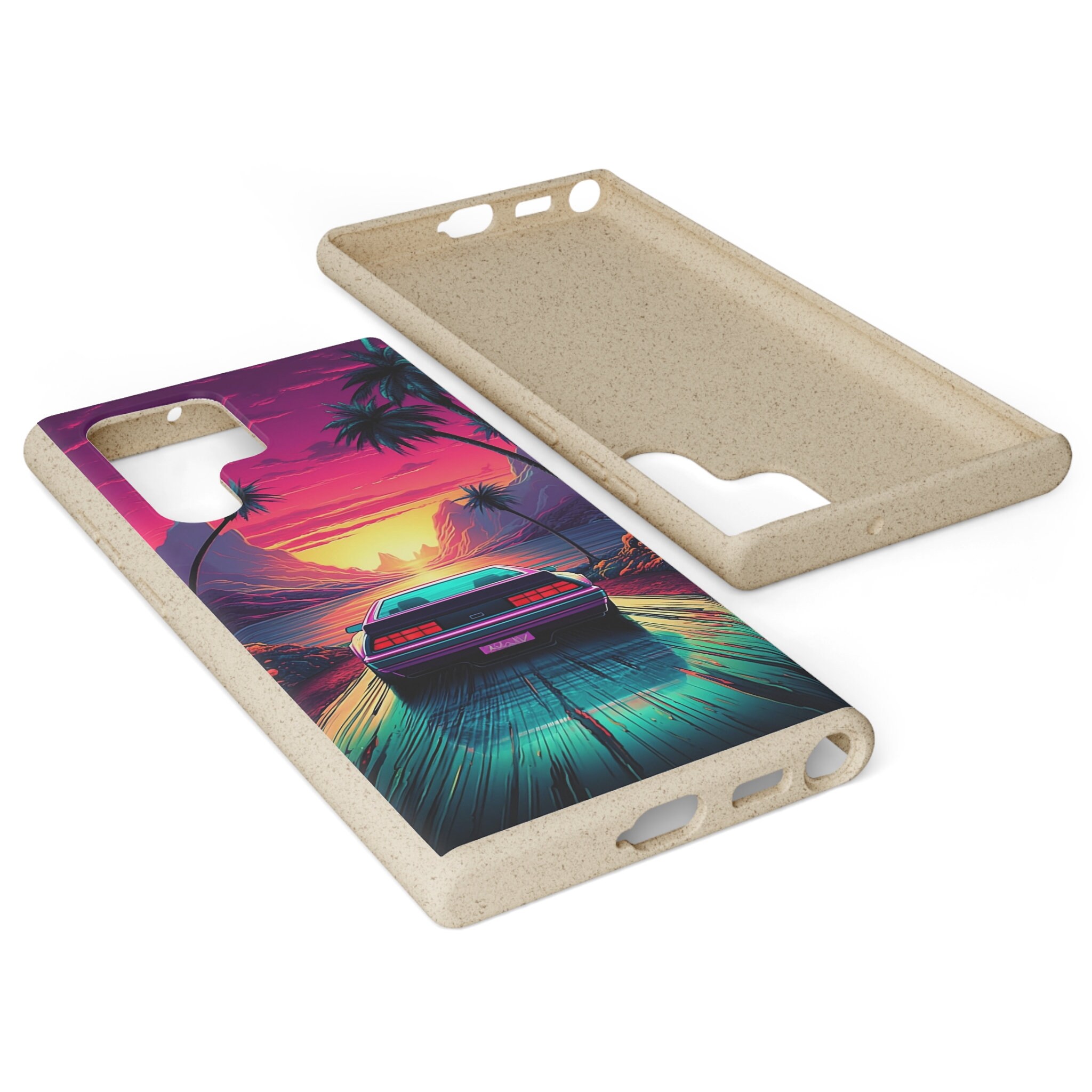 Outrun Style Biodegradable Case, Phone Case, Iphone, Android, Eco ...
