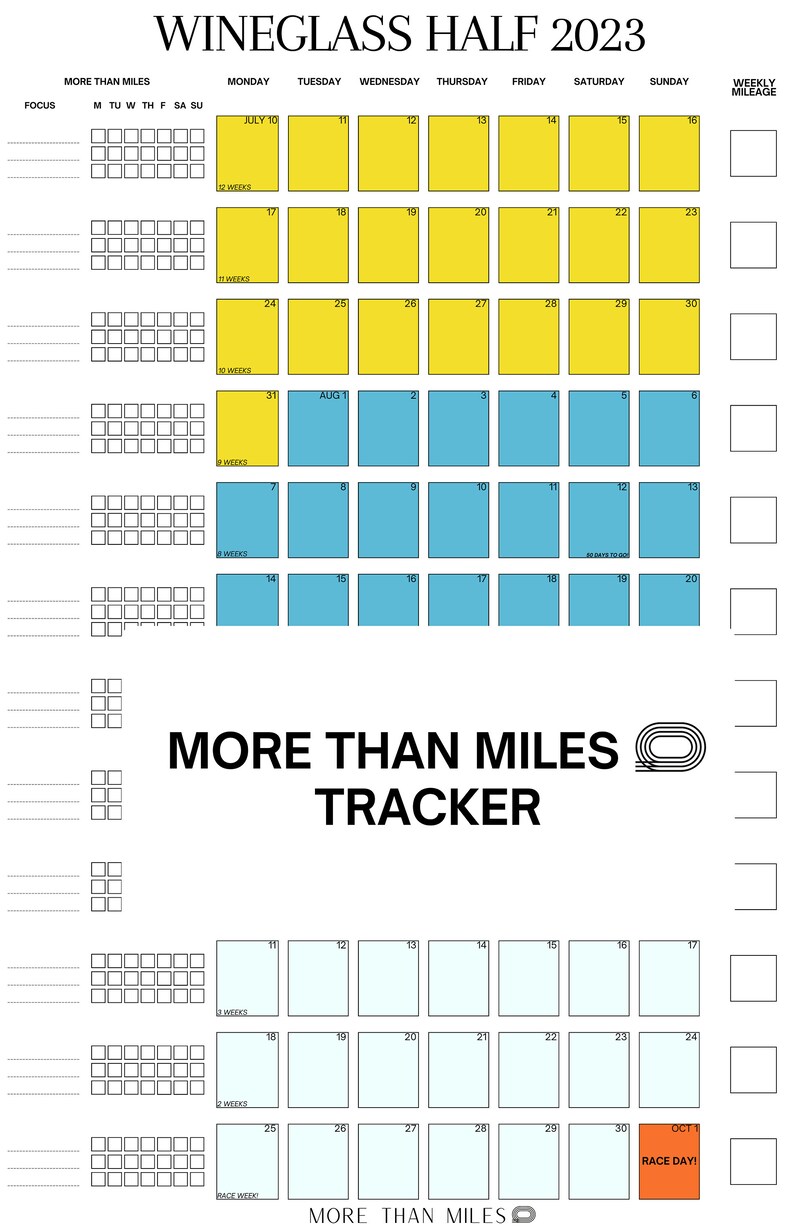 12 Week Half Marathon Training Tracker, Customizable - Etsy