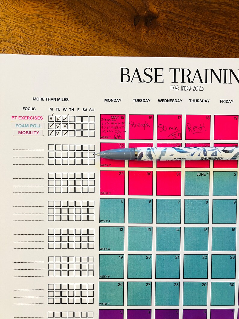 8 Week Base Training Tracker, Customizable - Etsy