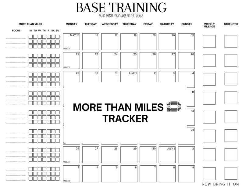 8 Week Base Training Tracker, Customizable - Etsy