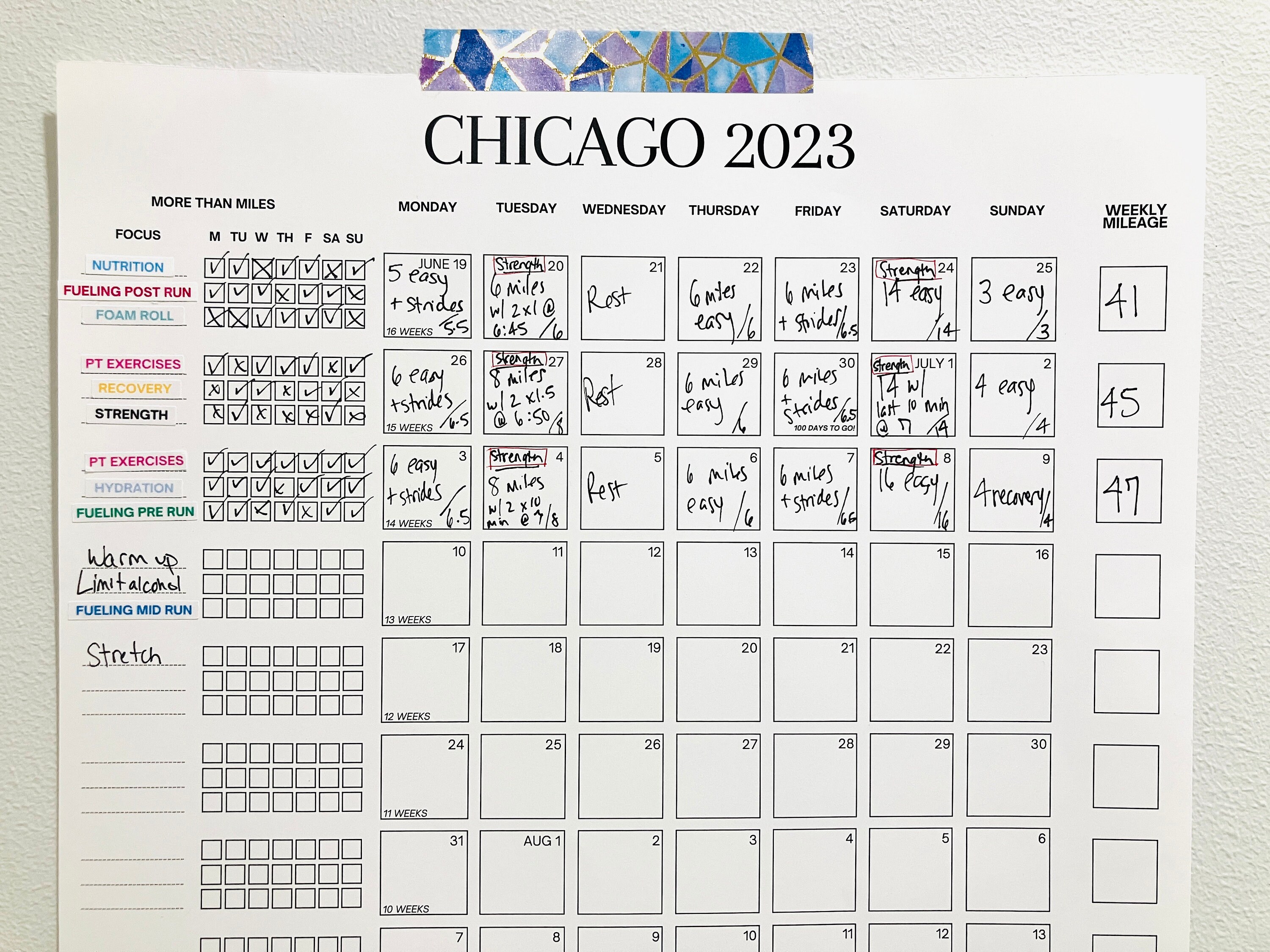 16 Week Marathon Training Tracker, Customizable - Etsy