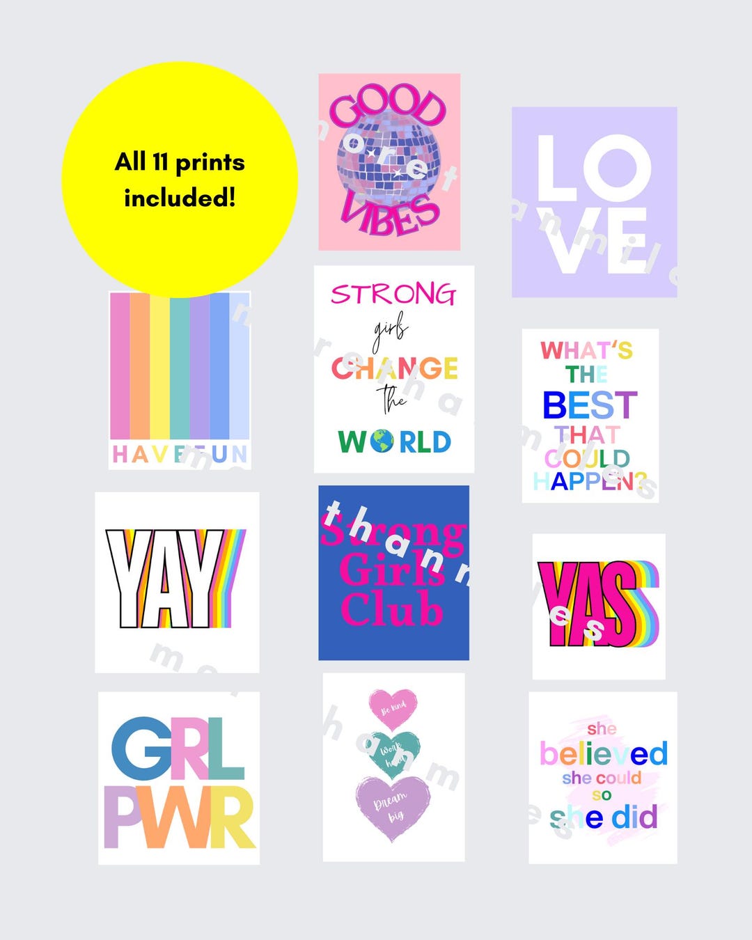 Girls Rule Wall Art, Preppy Girl Art Prints, Fun Colorful Wall Prints ...