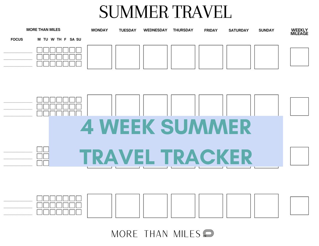4 Week Blank Summer Travel Tracker - Etsy