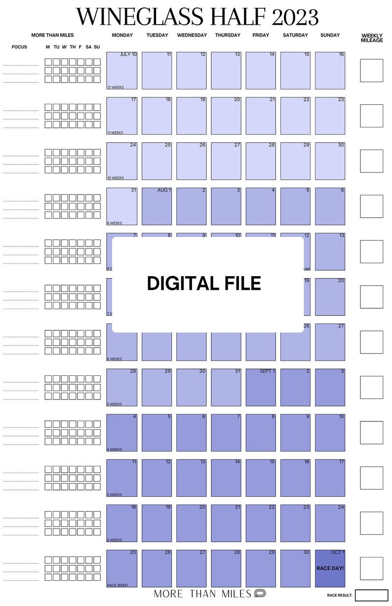 PDF File 12 Week Half Marathon Training Tracker, Customizable - Etsy