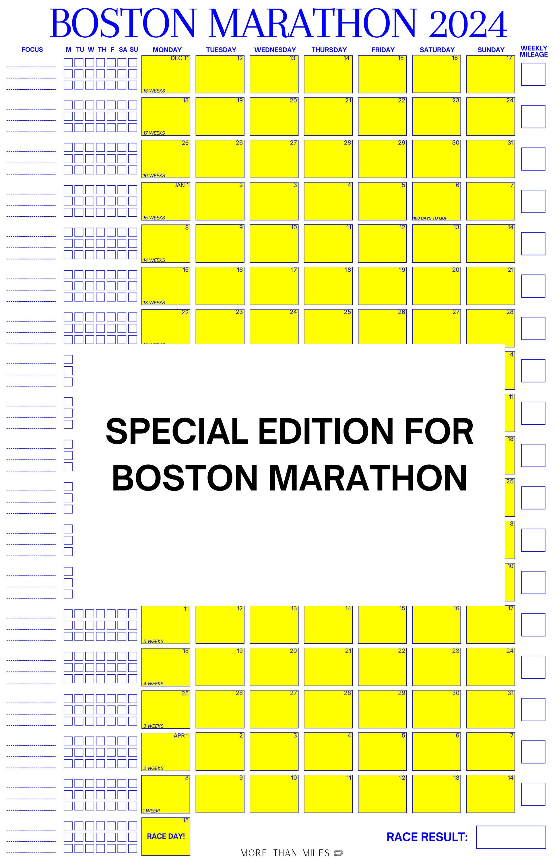 PDF File 16 Week Marathon Training Tracker, Customizable - Etsy