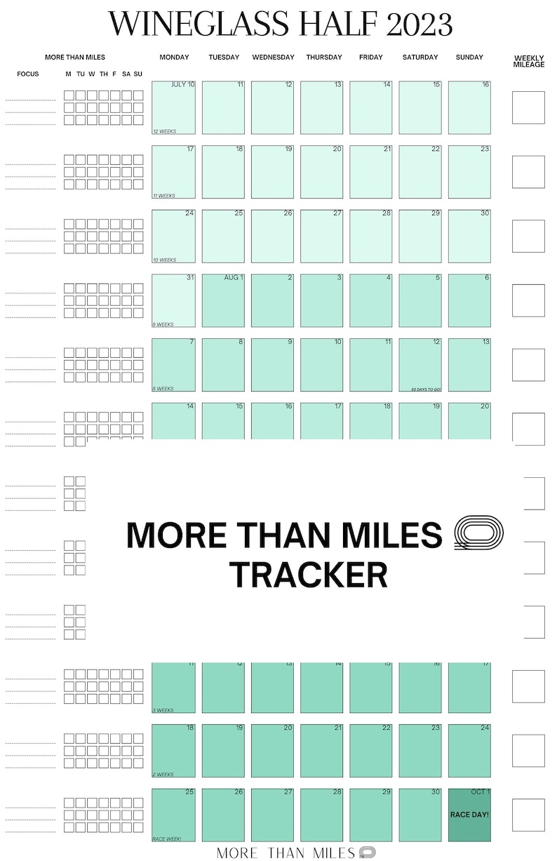 12 Week Half Marathon Training Tracker, Customizable - Etsy