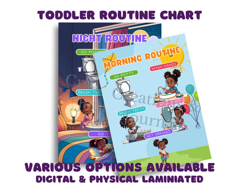 Toddler Routine Chart: Black Girl Visual Schedule (digital Download) - Etsy