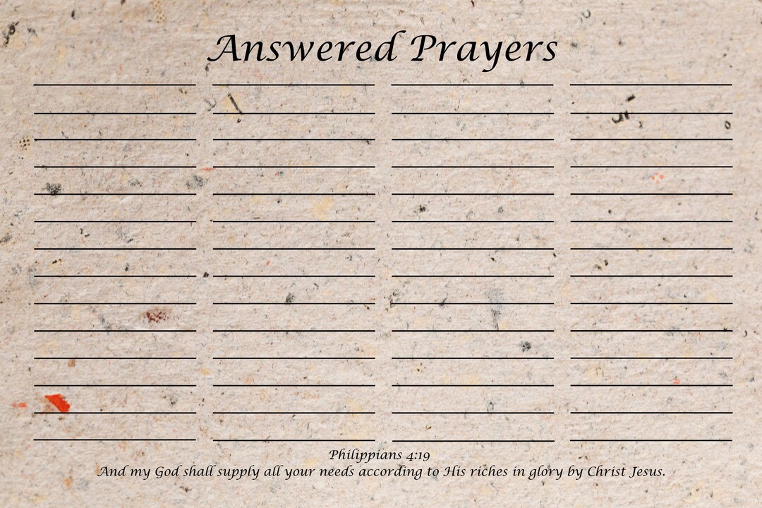 Answered Prayers List Printable | Christian Wall Art (digital Print ...
