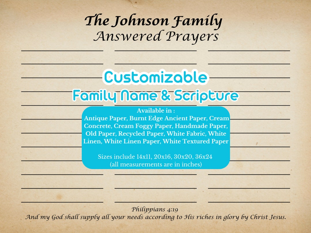 CUSTOMIZABLE Answered Prayers Printable | Answered Prayers List ...
