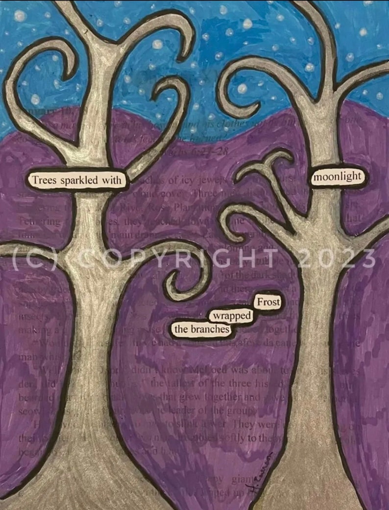 Erasure Blackout Poem Art Two Trees Framed - Etsy