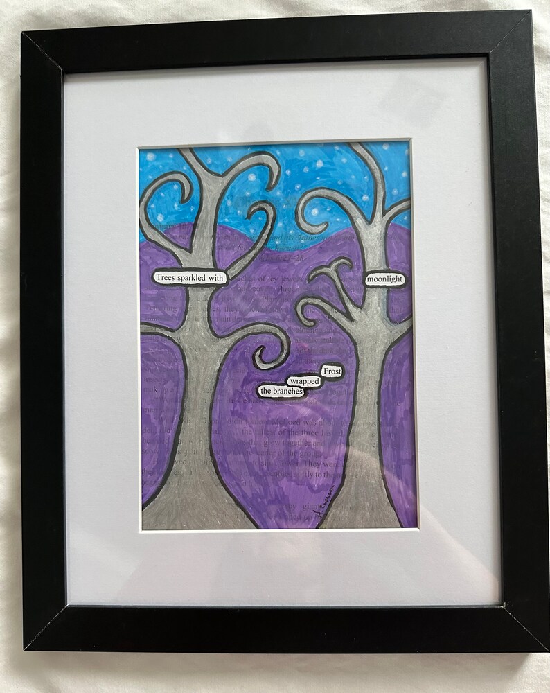 Erasure Blackout Poem Art Two Trees Framed - Etsy