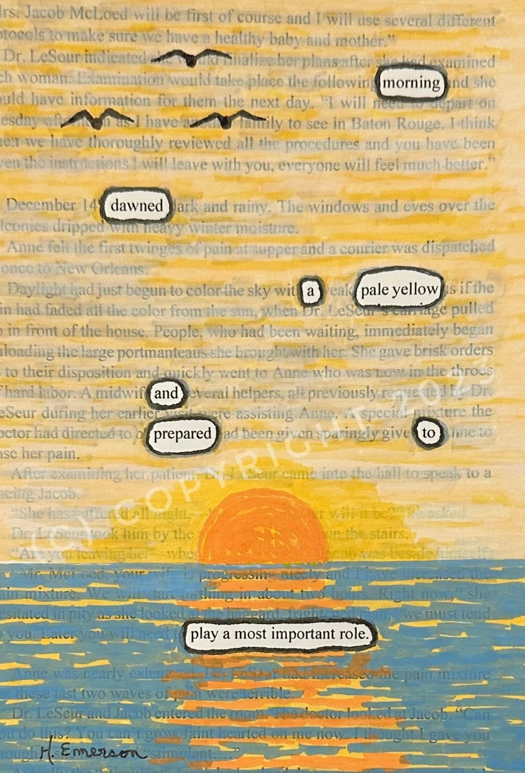 Erasure Poem Art Sunrise Dawn Ocean Framed - Etsy