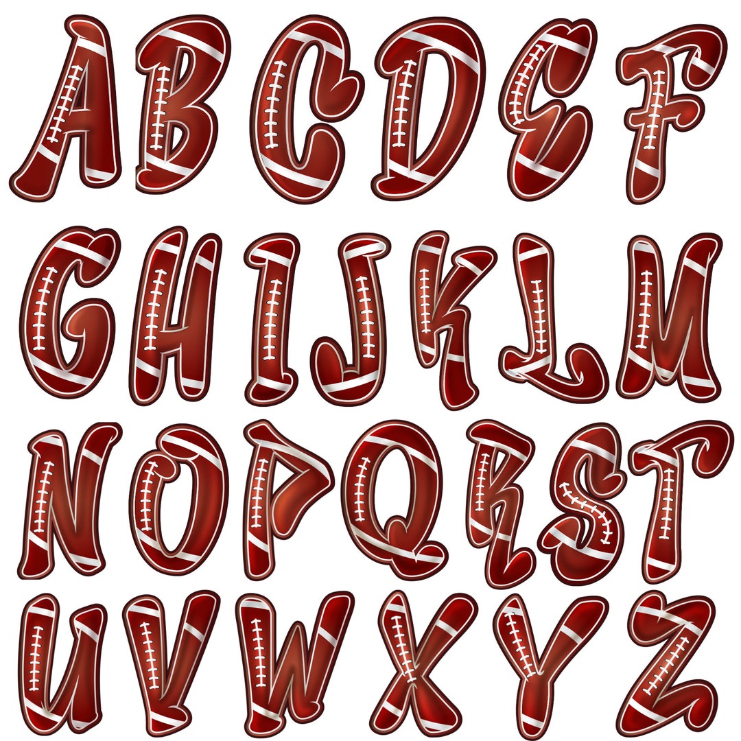 Football Letters BUNDLE, Football Alphabet A-Z PNG Only Digital ...