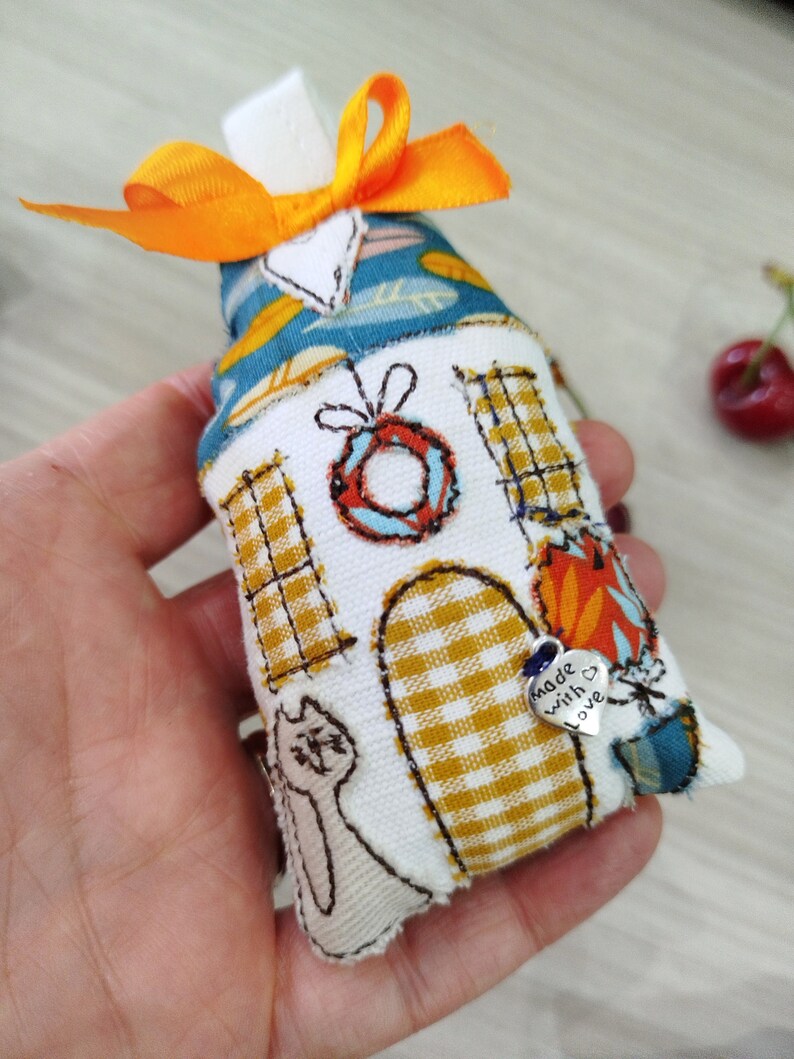 Embroidered Key Rings, Fabric Key Rings, House Key Rings, Handmade ...