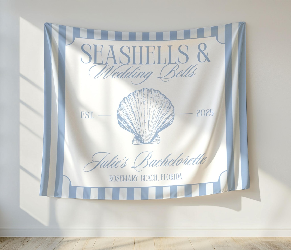 Seashells and Wedding Bells Bachelorette Sign Beach Bachelorette Banner ...
