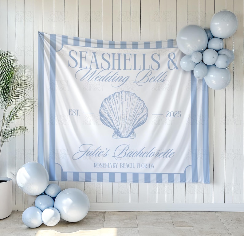 Seashells and Wedding Bells Bachelorette Sign Beach Bachelorette Banner ...