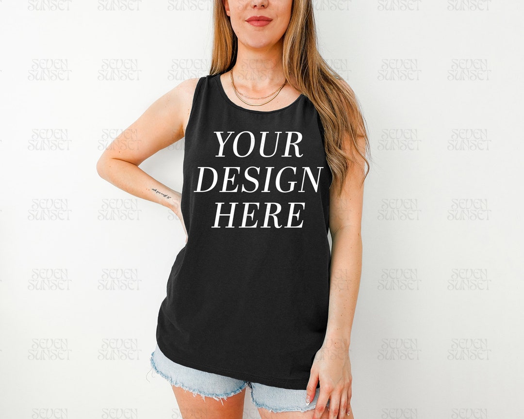 Comfort Colors Tank Top Mockup, Black Comfort Colors 9360 Mockup, Black ...
