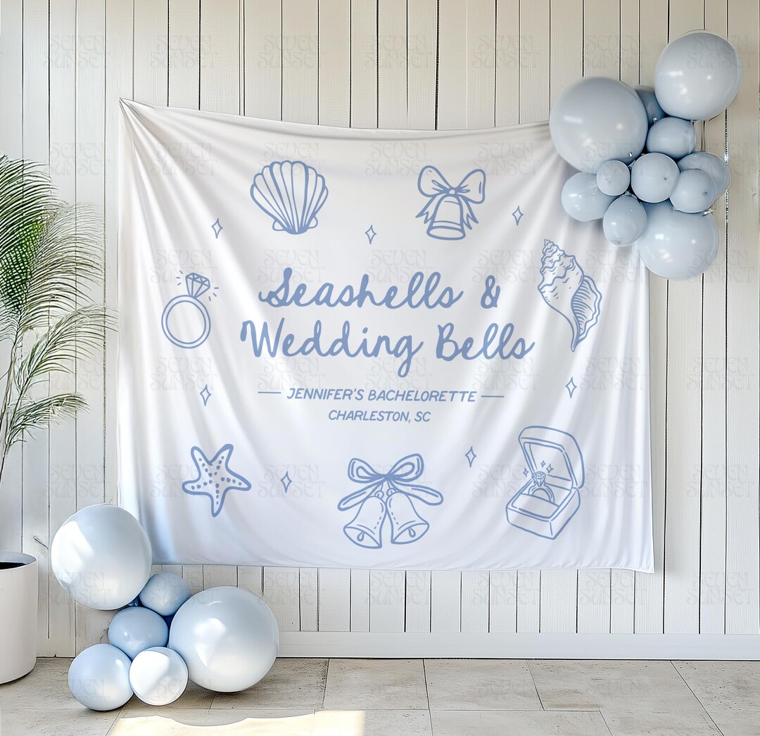 Seashells and Wedding Bells Bachelorette Banner Beach Bachelorette Sign ...