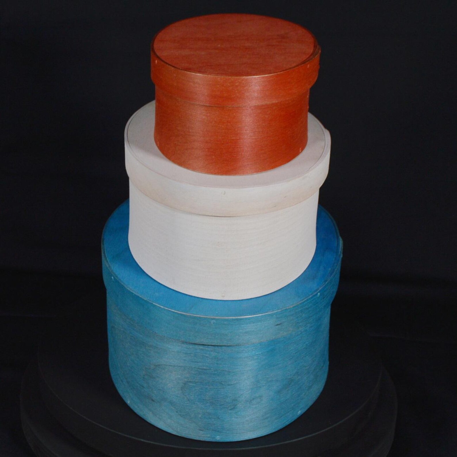 Hand Made Shaker or Bent Wood Boxes Painted and Distressed in Red ...