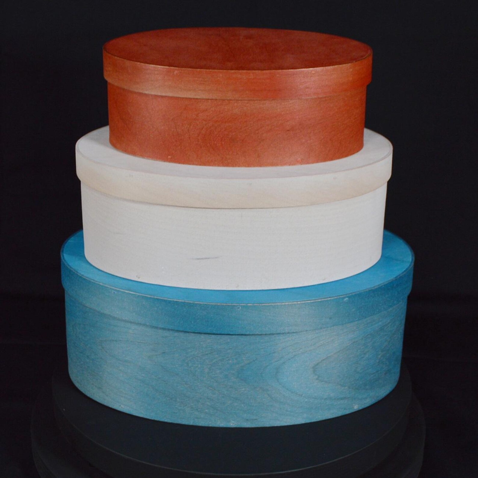 Hand Made Shaker or Bent Wood Boxes Painted and Distressed in Red ...