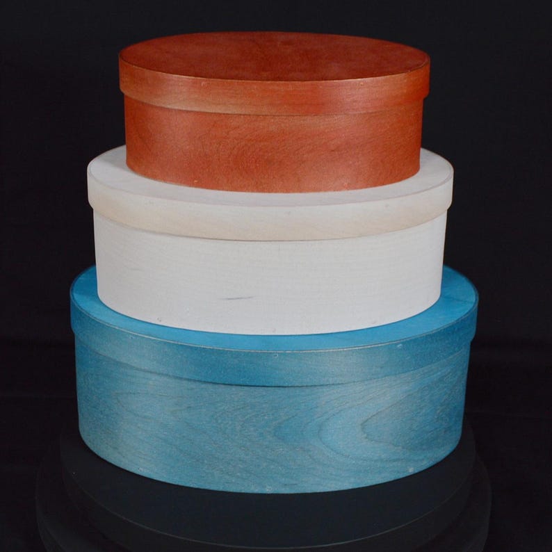 Hand Made Shaker or Bent Wood Boxes Painted and Distressed in Red ...