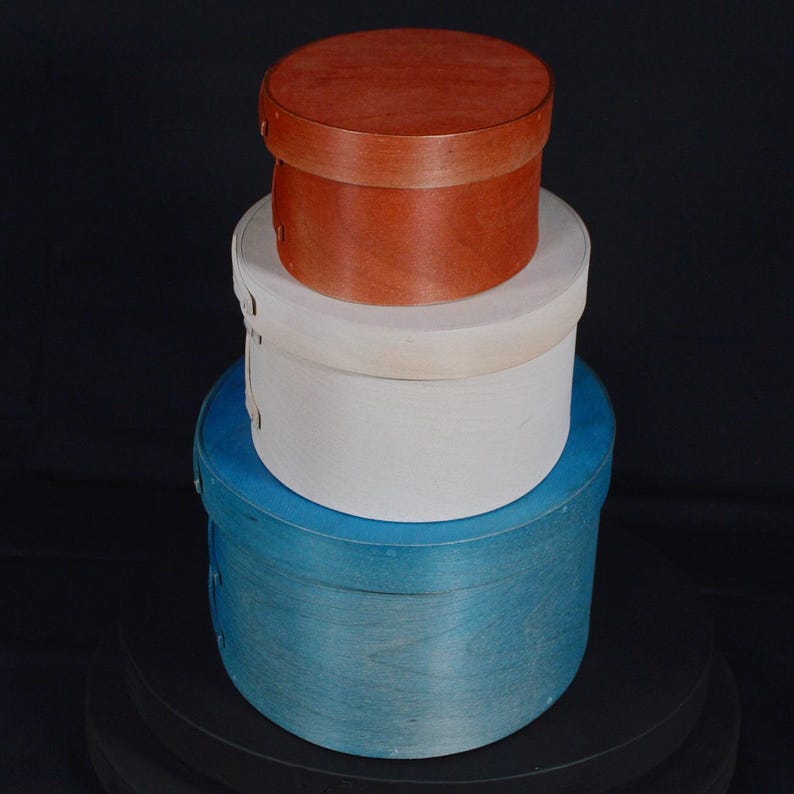 Hand Made Shaker or Bent Wood Boxes Painted and Distressed in Red ...