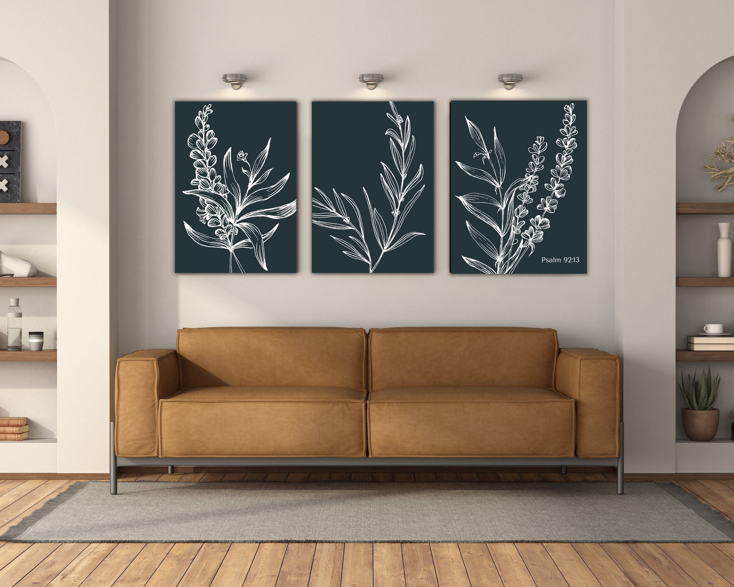 Floral Print Set of 3 With Scripture, Gallery Wall Art, Printable Art ...