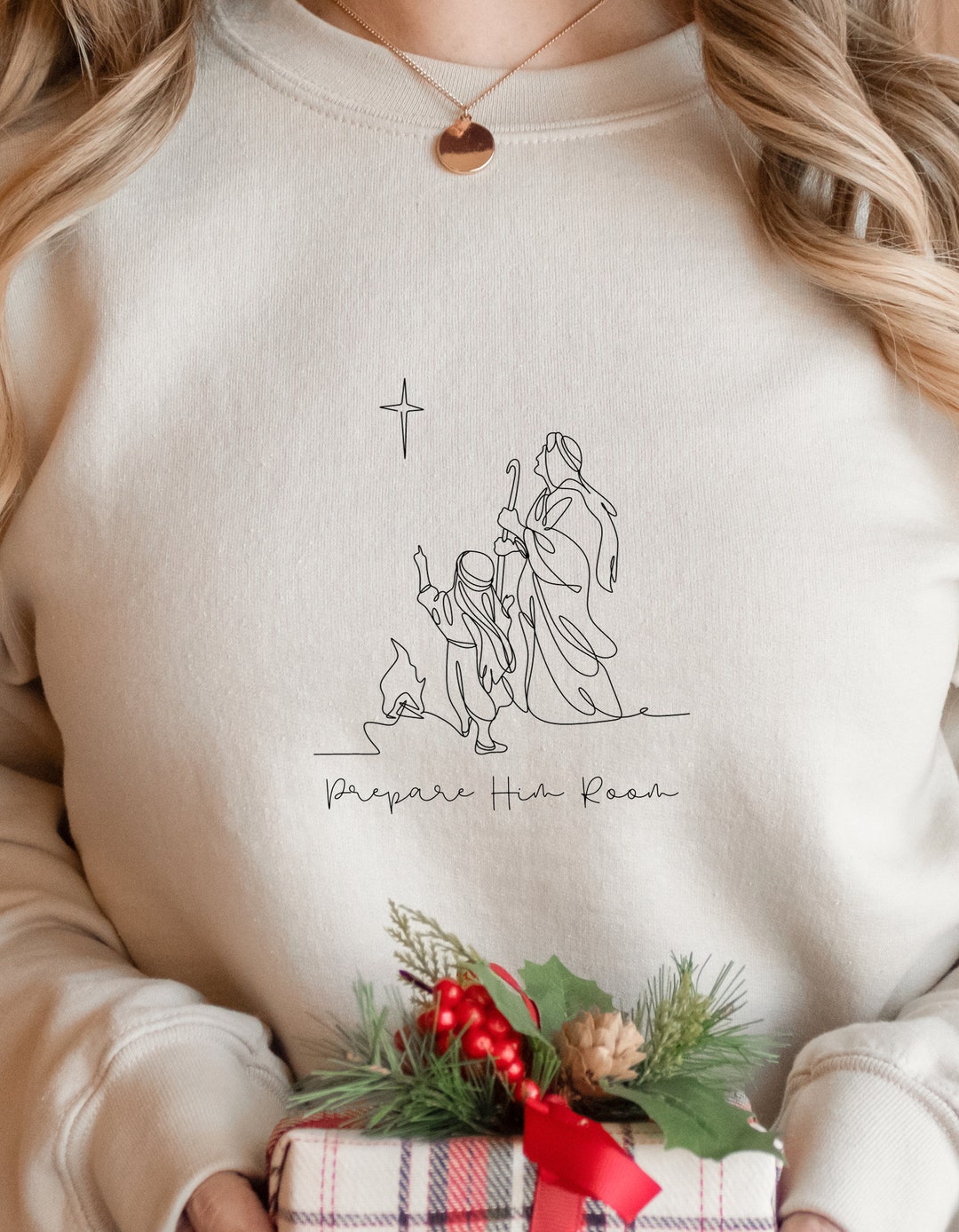 Christian Christmas Sweatshirt, Minimalist Nativity Tee, Christmas ...