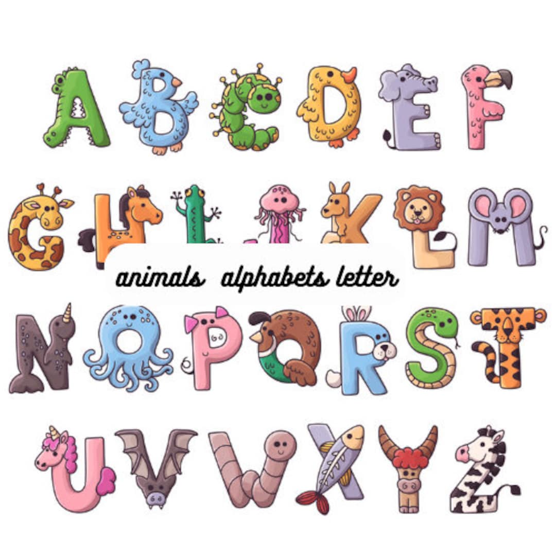 Cute Animal Alphabet Clipart ABC Clip Art Instant Digital Download - Etsy