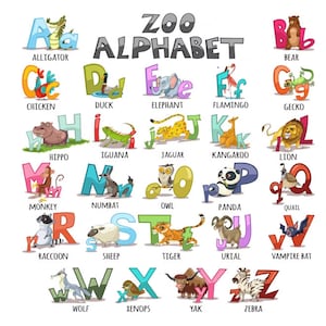 Cute Animal Alphabet Clipart ABC Clipart Instant Digital - Etsy