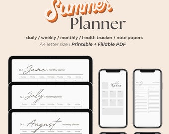Printable Editable Summer Planner Bundle Summer Calendar - Etsy