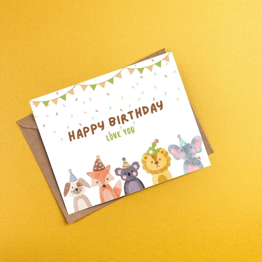 Birthday Card , Watercolor Happy Birthday Calling Card, Child Birthday ...