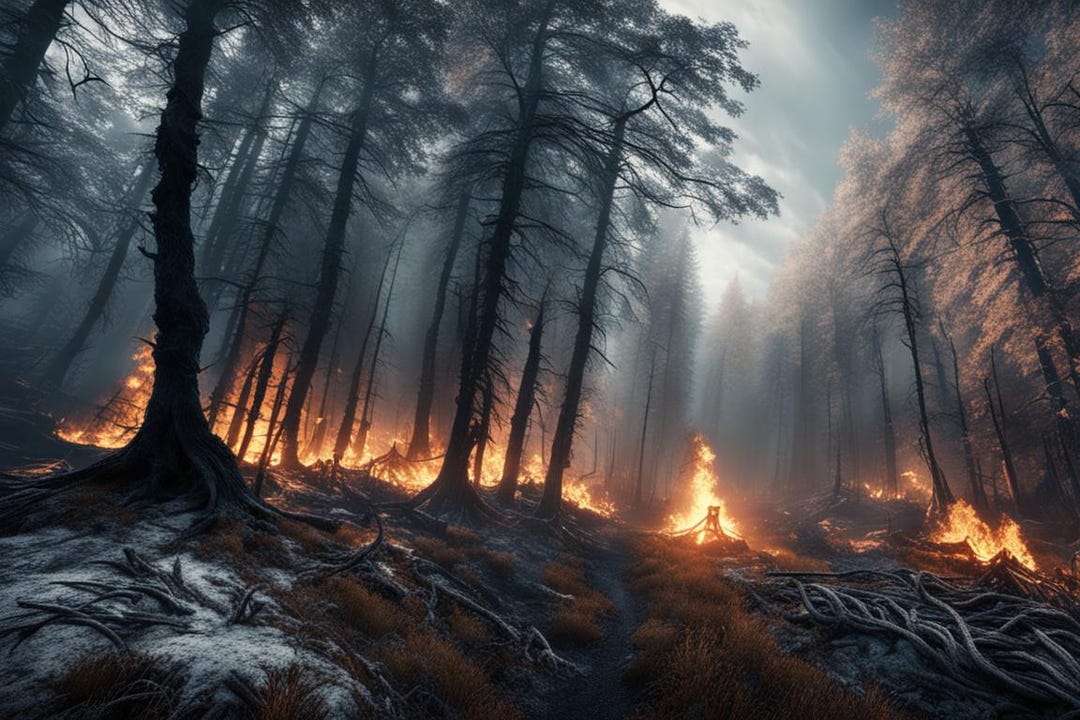 Burning Forest Digital Art Print - Etsy