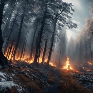 Burning Forest Digital Art Print - Etsy
