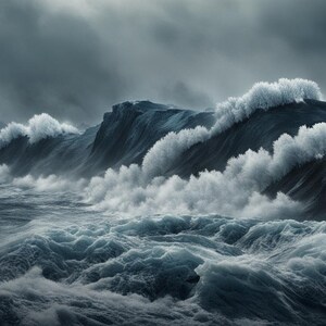 Tsunami Wave Digital Art Print - High-resolution Ocean Wall Decor - Etsy