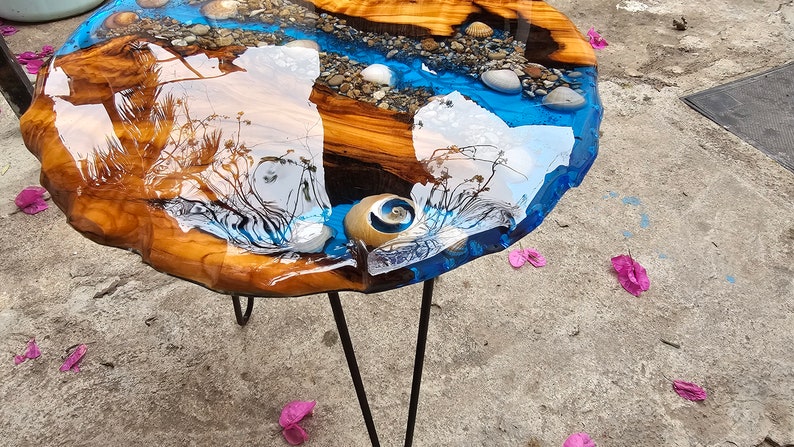 Sea Shells Coffee Table and Serving Board / Round Coffee Table ...