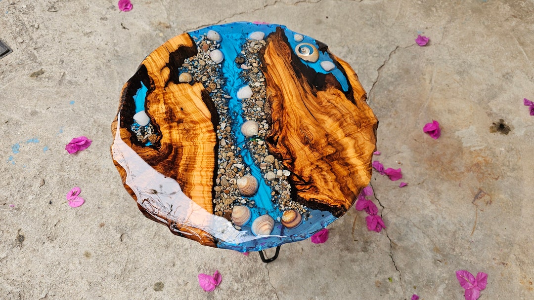 Sea Shells Coffee Table and Serving Board / Round Coffee Table ...