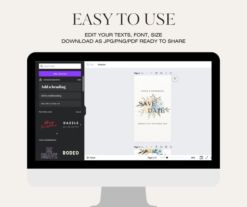 Editable Digital Muslim Wedding Invitation Bundle Paperless - Etsy