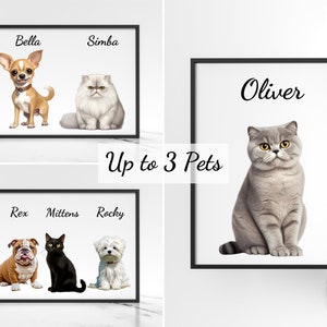 Custom Cartoon Pet Portrait, Personalized Pet Painting, Digital Pet ...